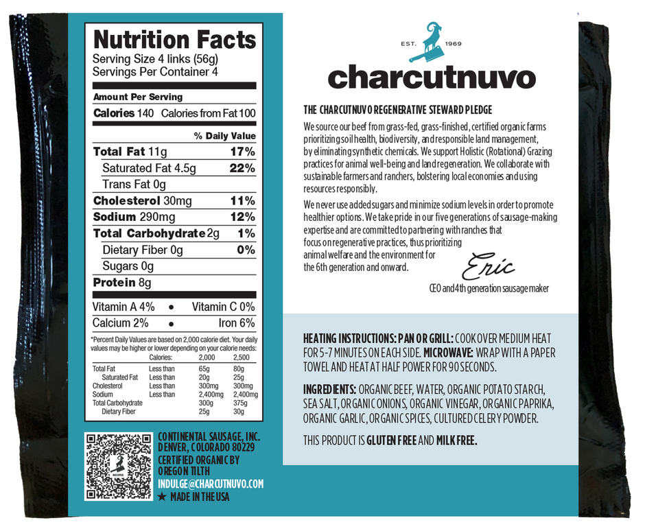 Regenerative Organic (ROC) Beef Sausages – Charcutnuvo